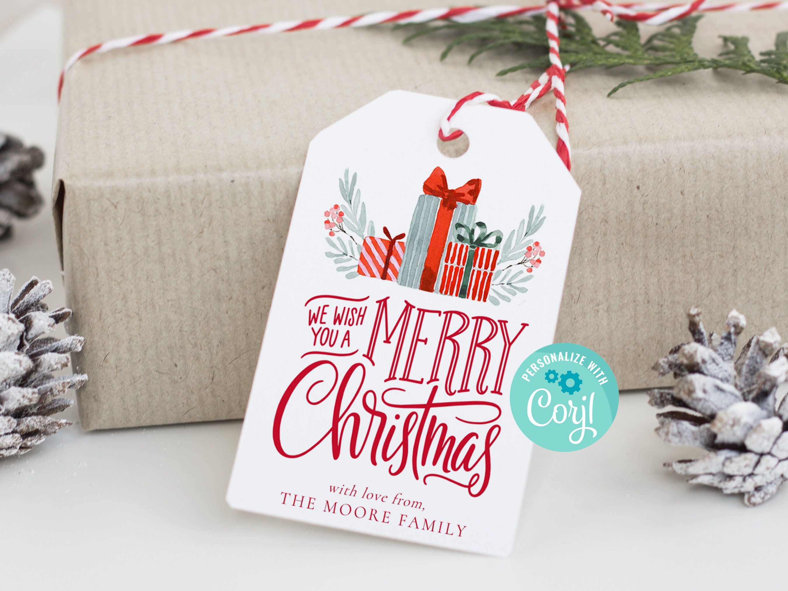 Printable We Wish You a Merry Christmas Gift Tag Instant - Etsy