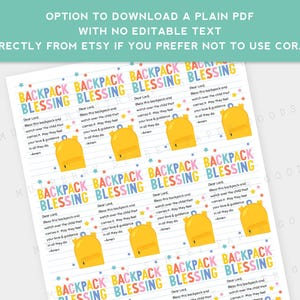 Backpack Blessing Gift Tag Printable, Back to School Tag, Digital ...
