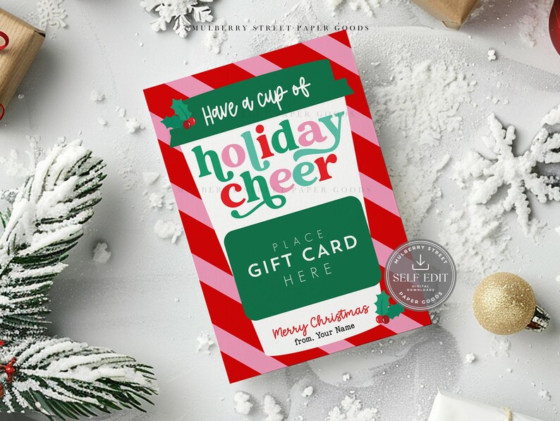 Christmas Coffee Gift Card Holder Printable Digital Download Holiday ...