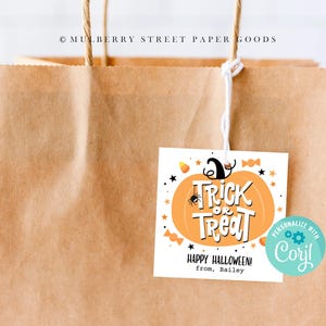 Halloween Circle Sticker Printable Trick or Treat Halloween Tag Party ...