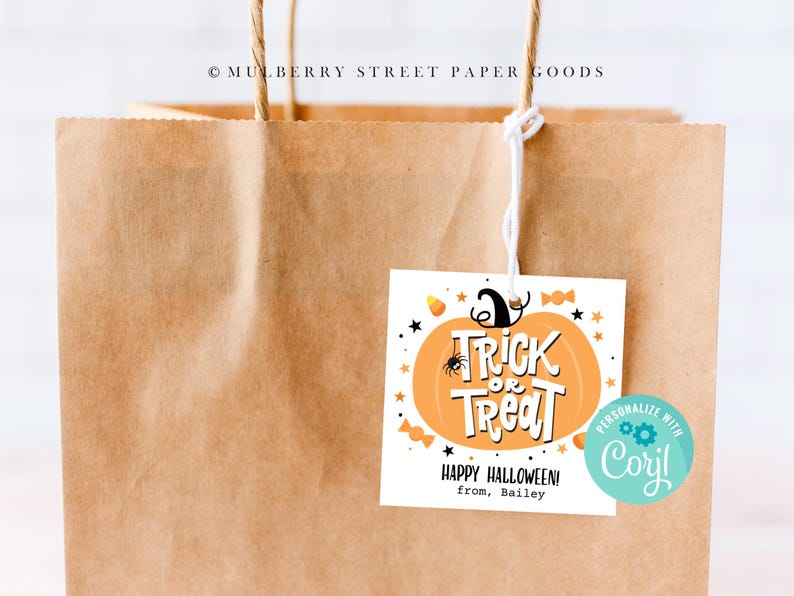 Halloween Circle Sticker Printable Trick or Treat Halloween Tag Party ...