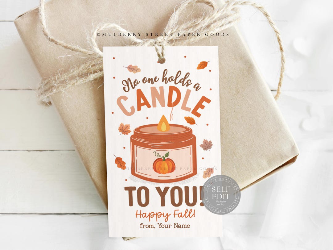 Fall Candle Gift Tag Printable Digital Download Autumn Candle Thank You ...