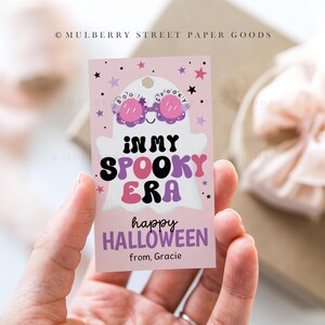 Printable Halloween Gift Tag Pink Halloween Treat Tag Spooky Era Ghost ...