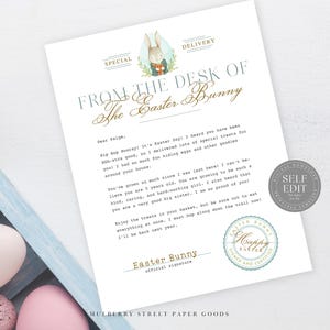 Printable Official Letter From the Desk of the Easter Bunny, Editable ...
