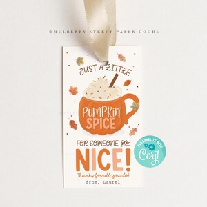 Instant Download Pumpkin Spice Gift Tag Printable Fall Pumpkin Latte ...