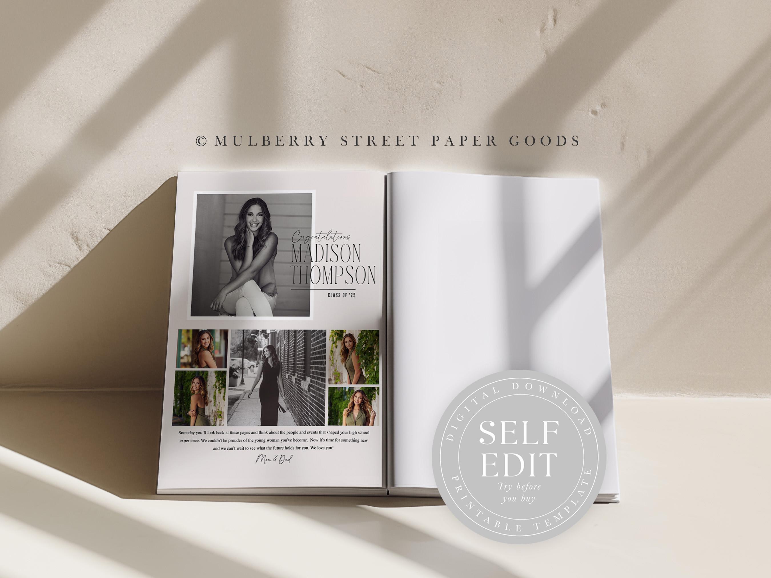 Editable Yearbook Ad Template, Full Page Half Page Quarter Page Senior ...