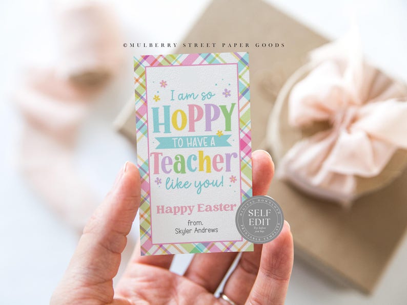 Teacher Easter Gift Tag Printable Instant Download Personalized Easter ...