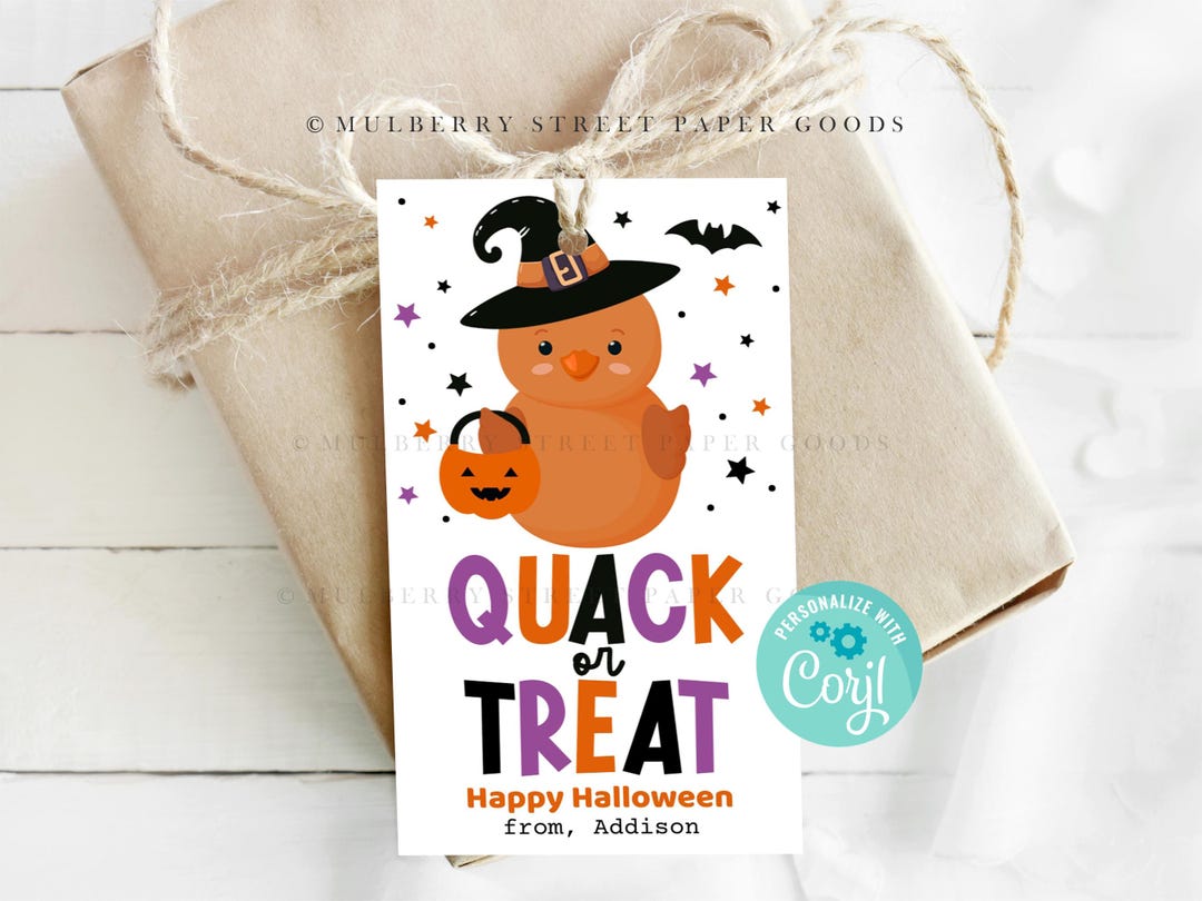 Halloween Gift Tag Halloween Rubber Duck Quack or Treat Tag Halloween ...