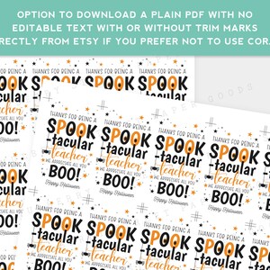 Printable Spooktacular Teacher Halloween Gift Tag, School Halloween ...