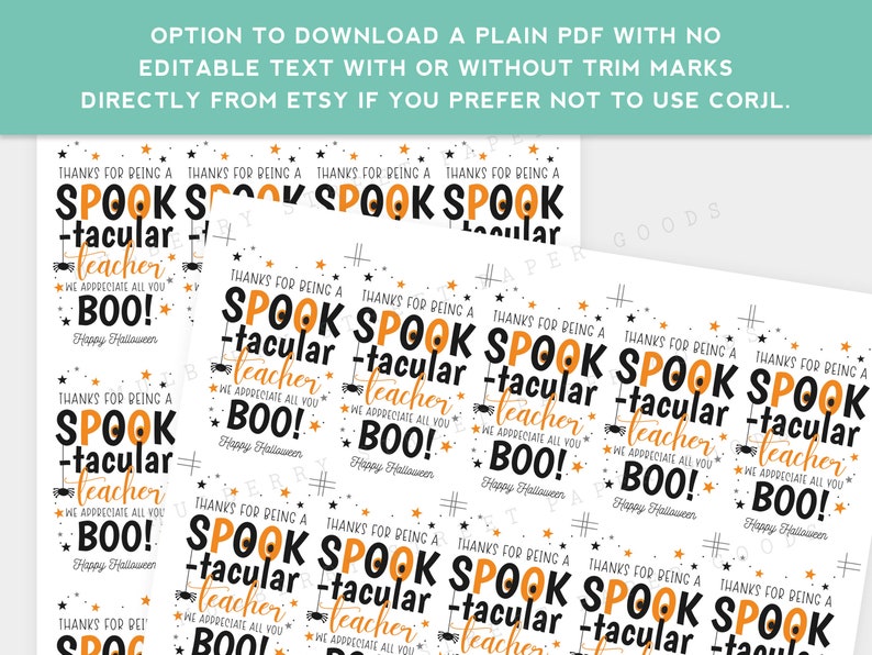Printable Spooktacular Teacher Halloween Gift Tag, School Halloween ...