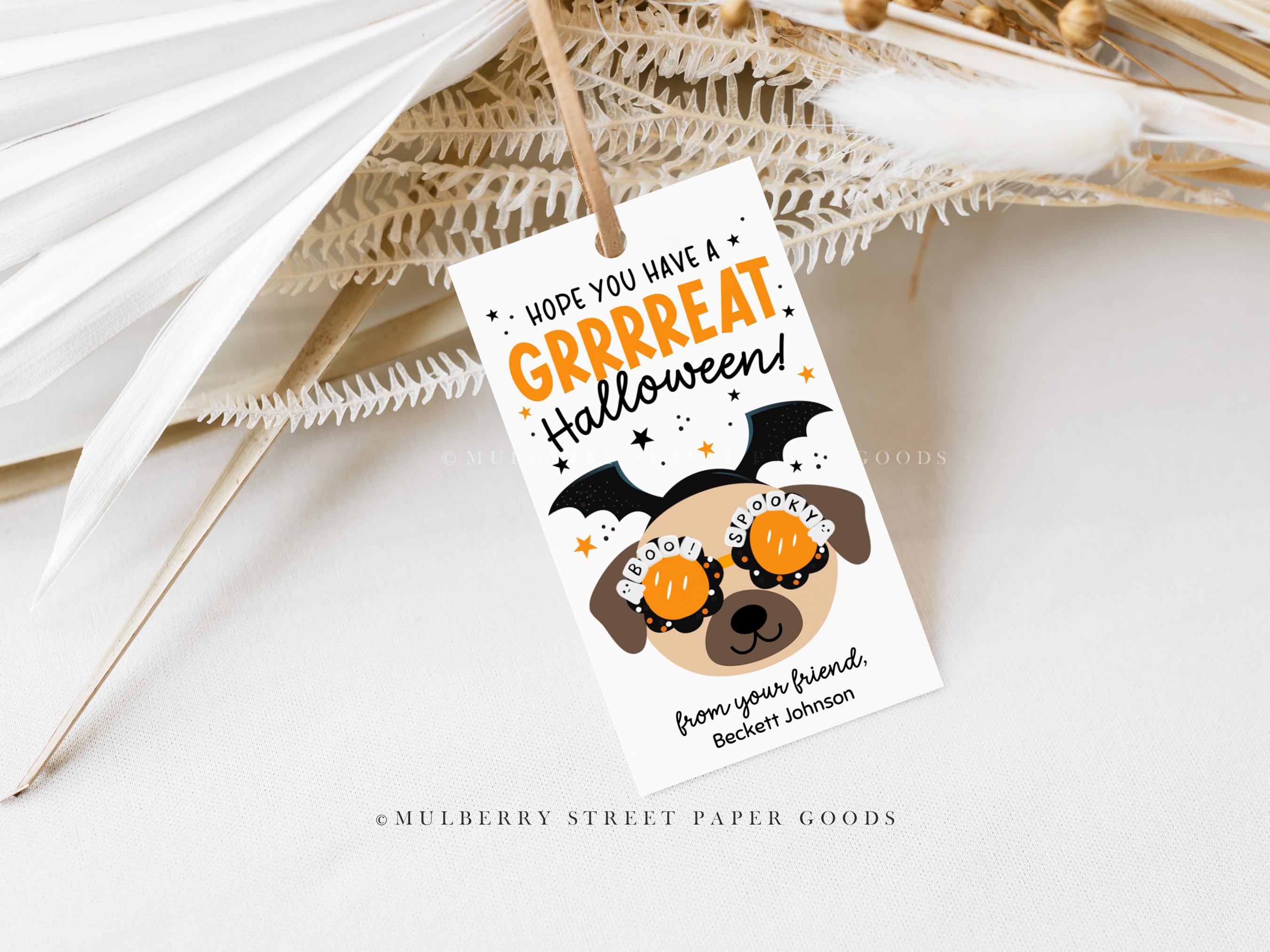 Instant Download Halloween Tag Printable Cute Dog Halloween Gift Tag ...