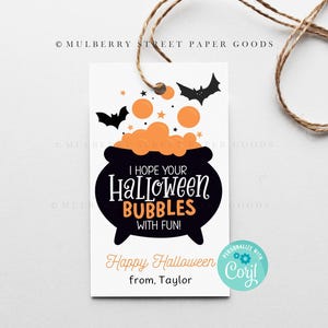 Halloween Gift Tag Printable Halloween Bubbles With Fun Treat Tag ...