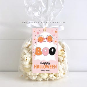 Editable Halloween Gift Tag Printable Cute Trendy Ghost Pink Halloween ...