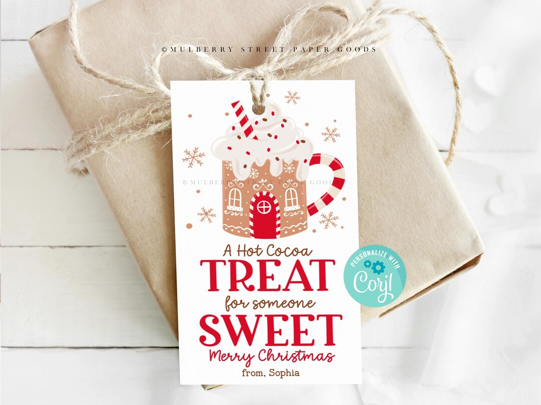 Editable Christmas Printable Gift Tag Digital Download Hot Cocoa Party ...