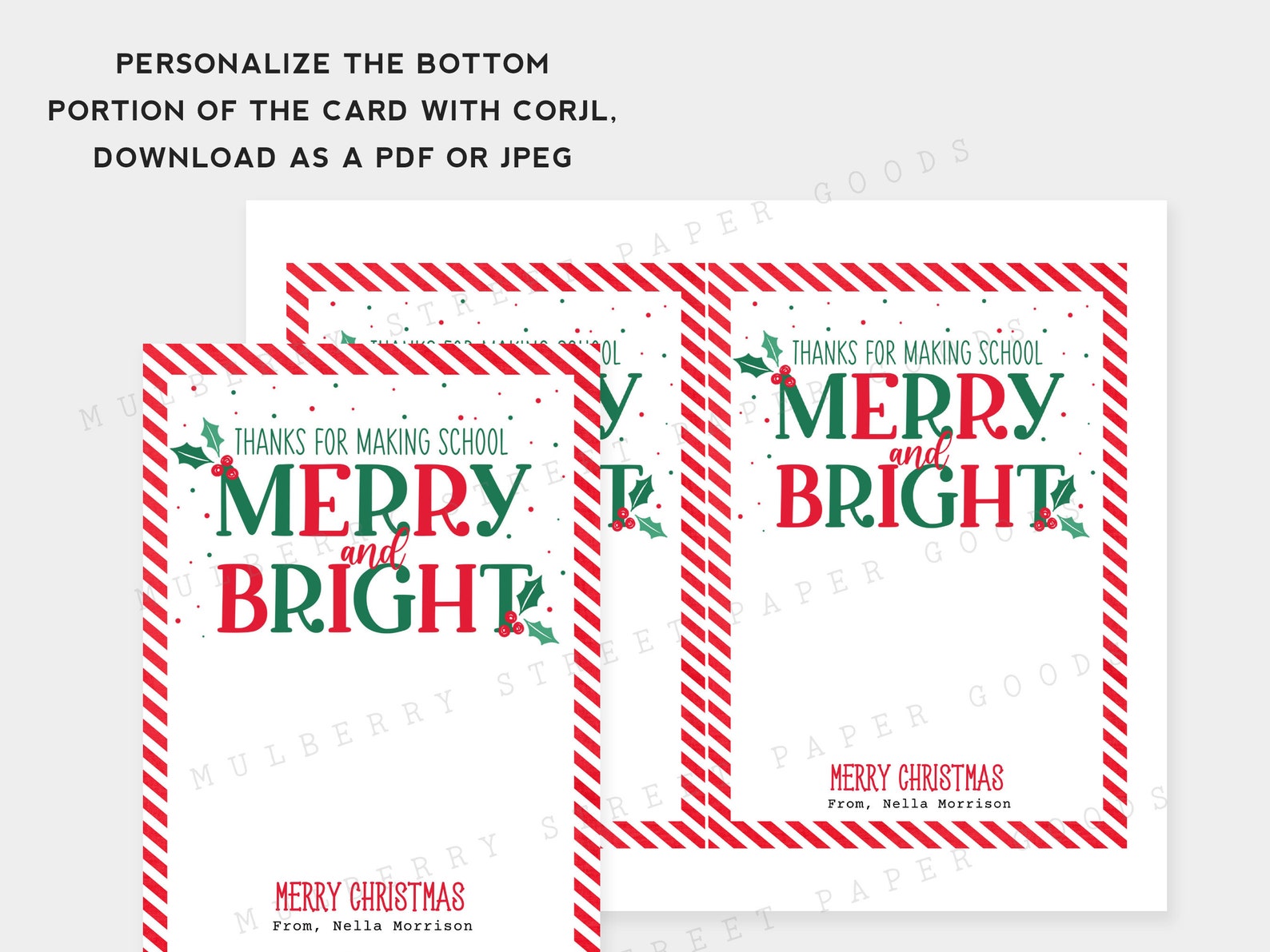 Printable Thank You for Making School Merry and Bright Gift Card Holder ...