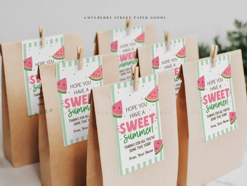Watermelon Gift Tag Printable Canva Template Summer Favor Tags Last Day ...