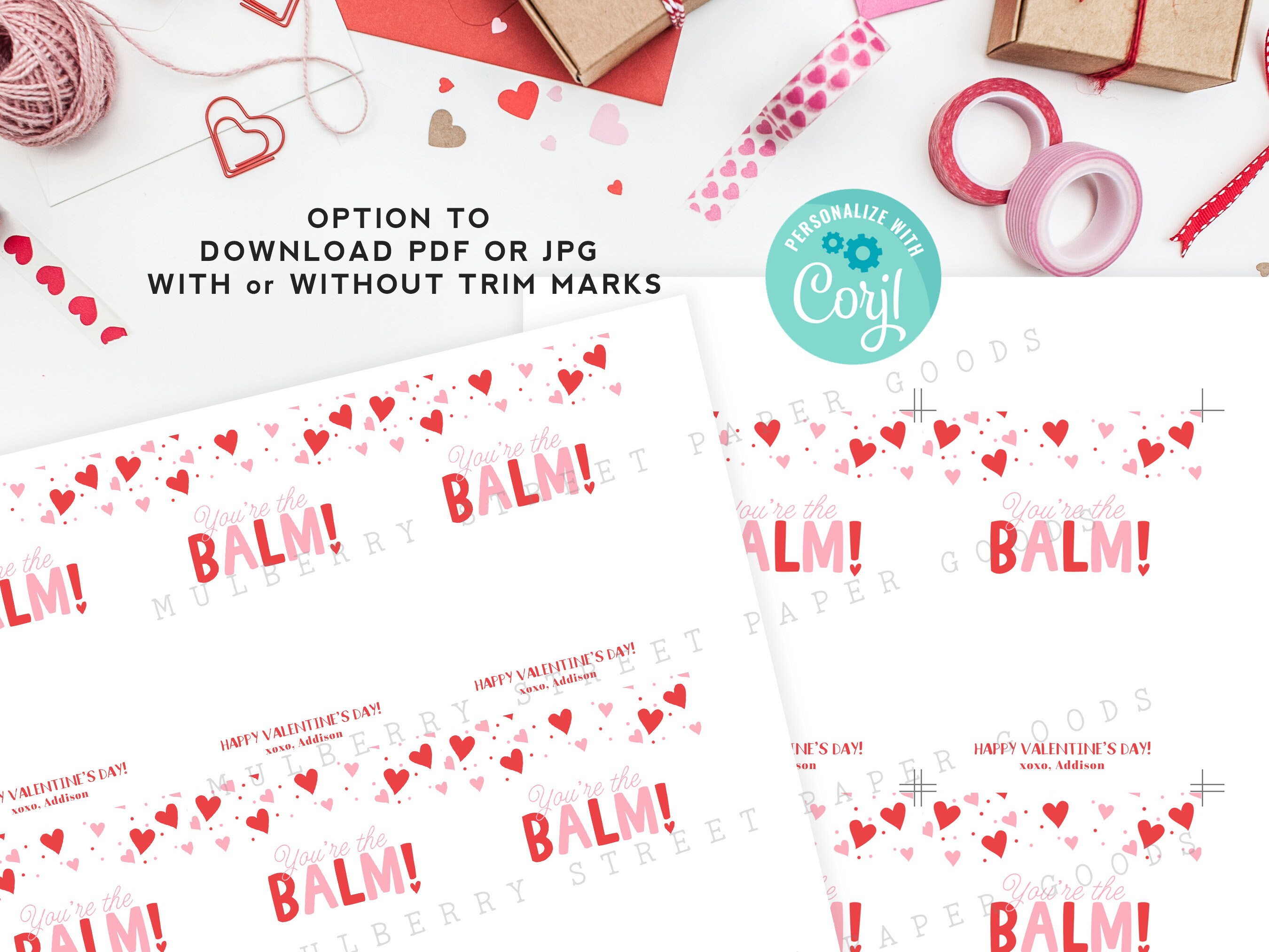 Printable Lip Balm Classroom Valentine's Day Card Instant | Etsy