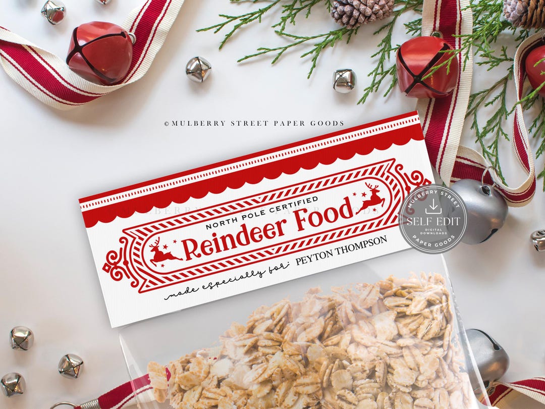 Printable Reindeer Food Bag Topper Digital Download Canva Template ...