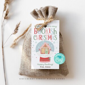 Book Lover Christmas Gift Tag Printable Instant Download Book Club Gift ...