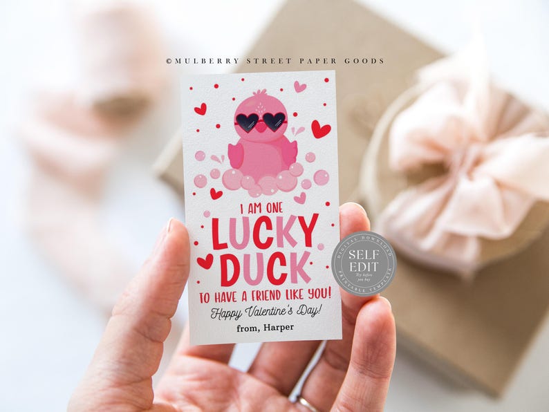 Editable Rubber Duck Valentine Card Download Classroom Valentine Card ...