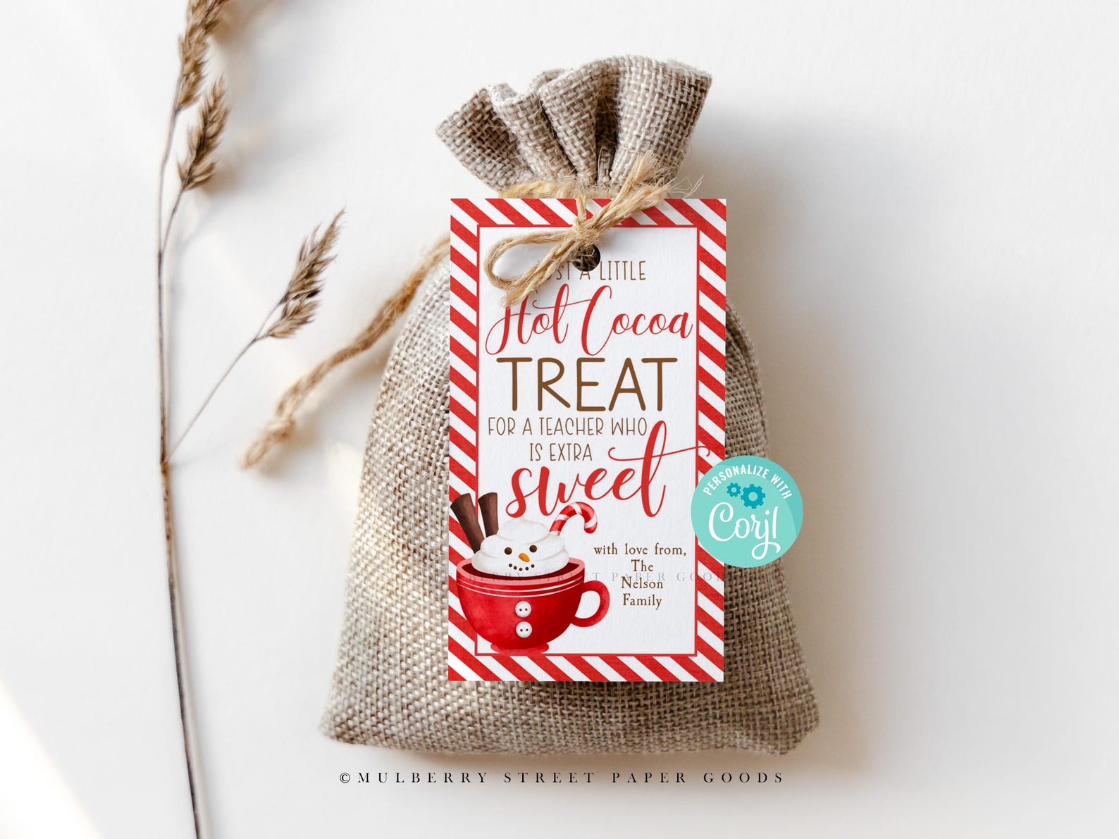 Teacher Hot Cocoa Gift Tag Digital Download Printable Holiday Hot ...