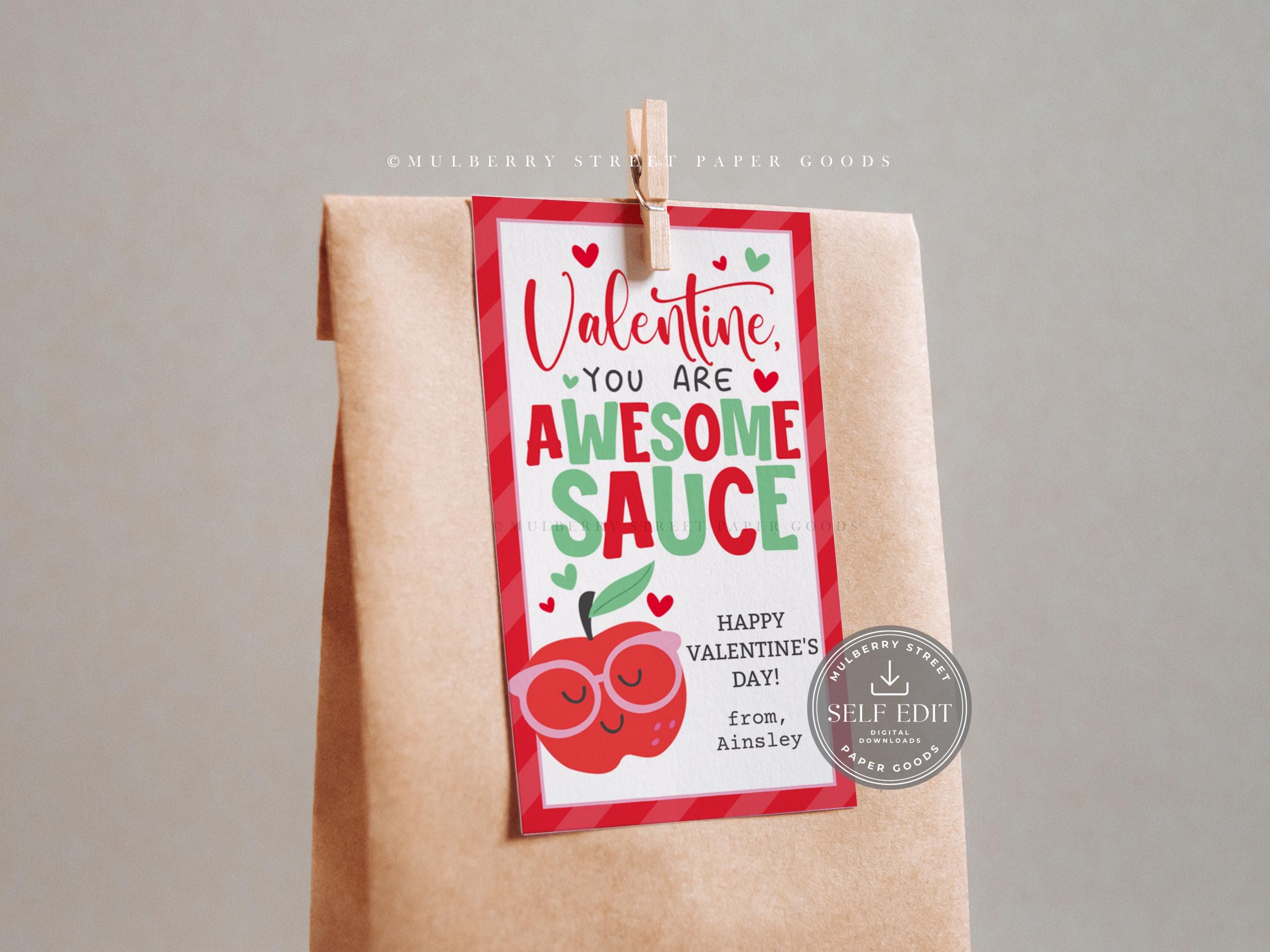 Printable You Are Awesome Sauce Valentine's Day Card Kids Classroom ...