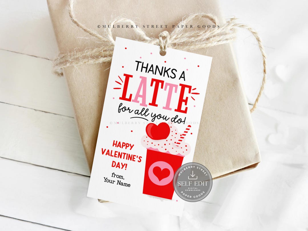 Coffee Valentine Gift Tag Printable Digital Download Canva Template ...
