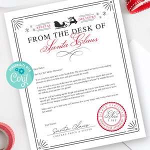 Editable Letter From Santa, Printable Letter From the North Pole ...