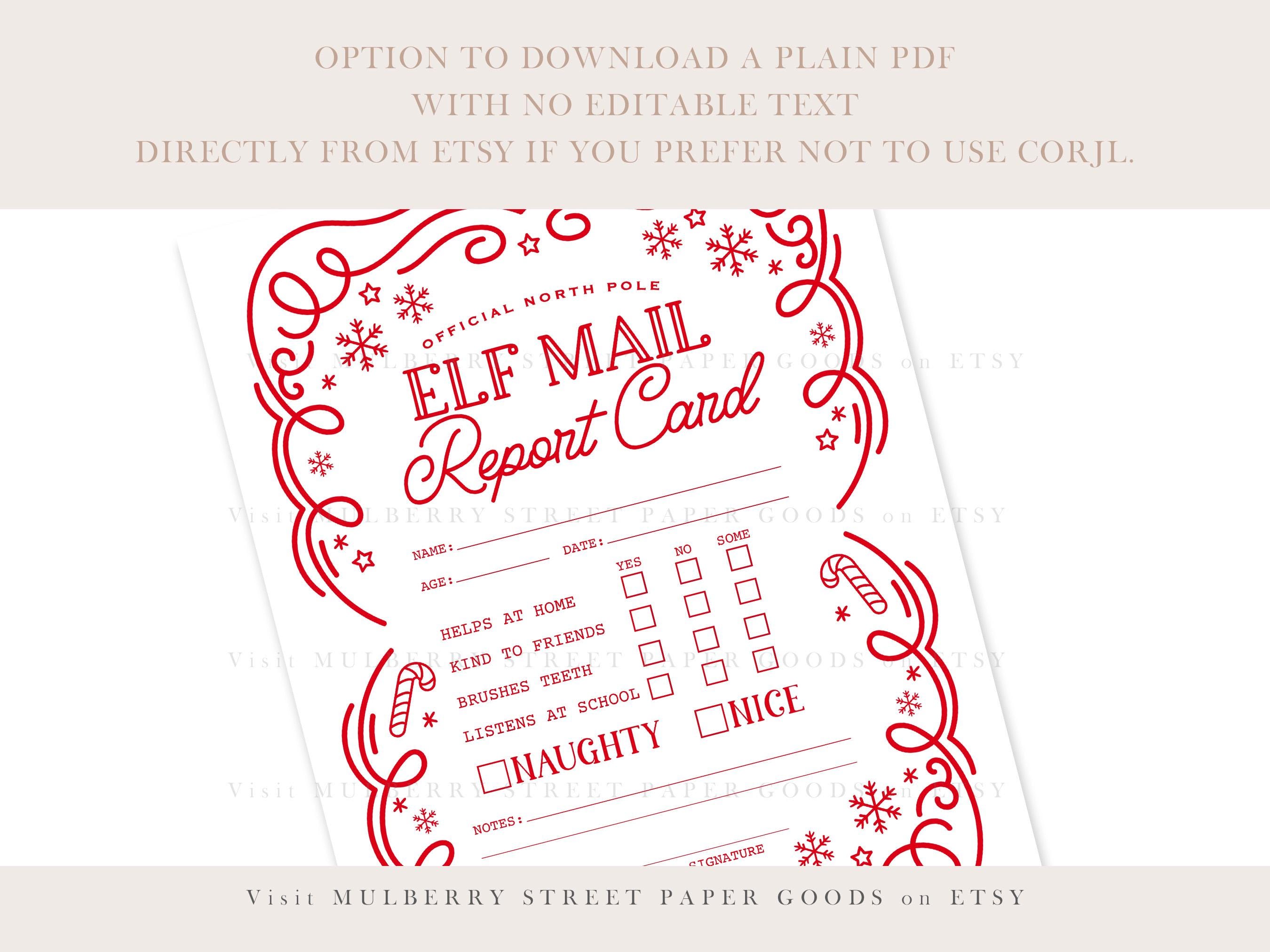 Editable Elf Report Card Printable Personalized Christmas Elf Activity ...
