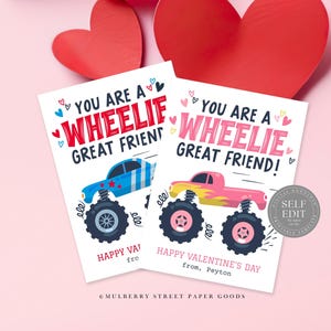 You Are a Wheelie Great Friend Valentine Card Printable Kids Classroom ...