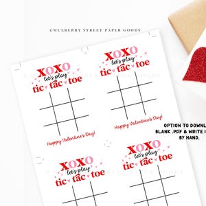 Let's Play Tic Tac Toe Valentine Card Printable Classroom Valentines ...