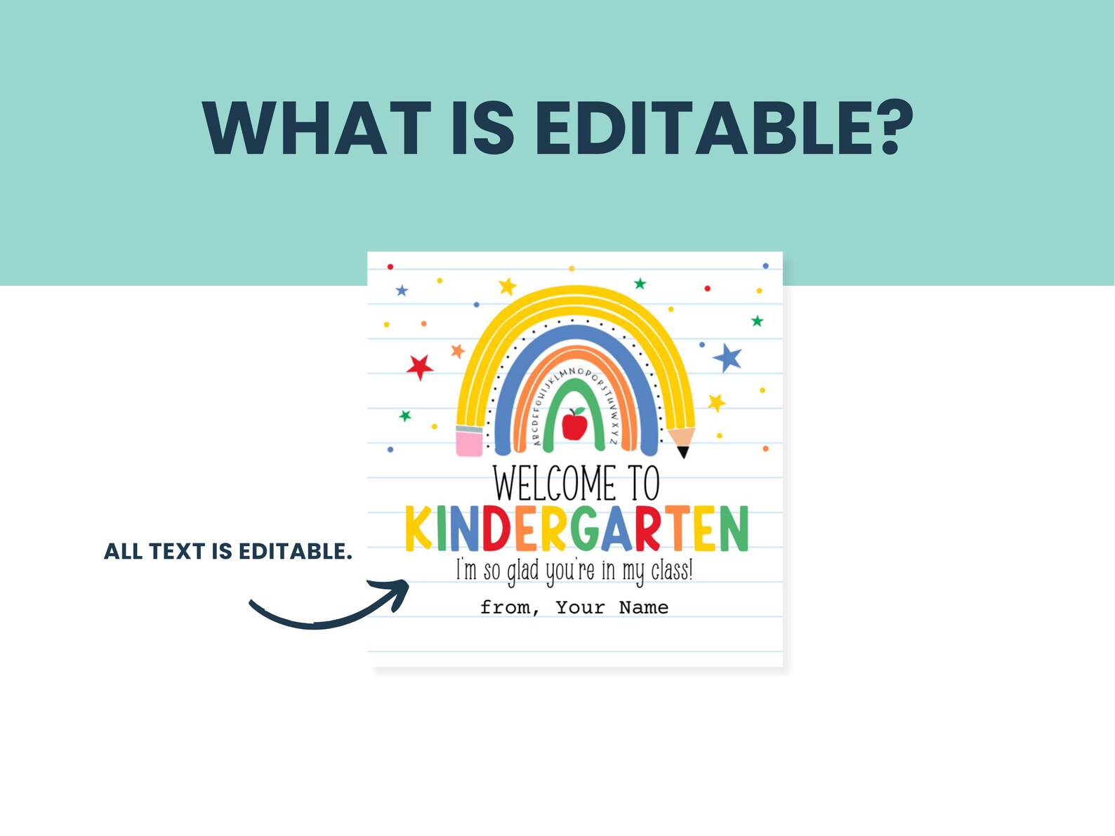 Editable Welcome to Kindergarten Gift Tag Printable First Day of School ...