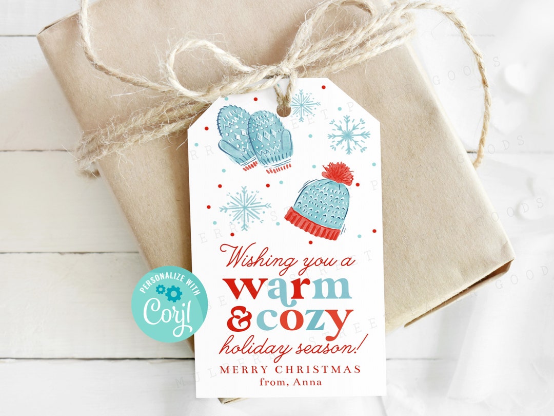 Printable Warm and Cozy Holiday Season Gift Tag, Christmas Favor Tag ...