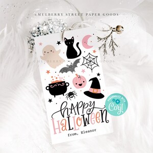 Happy Halloween Gift Tag Printable Pink Halloween Party Favors Tag ...