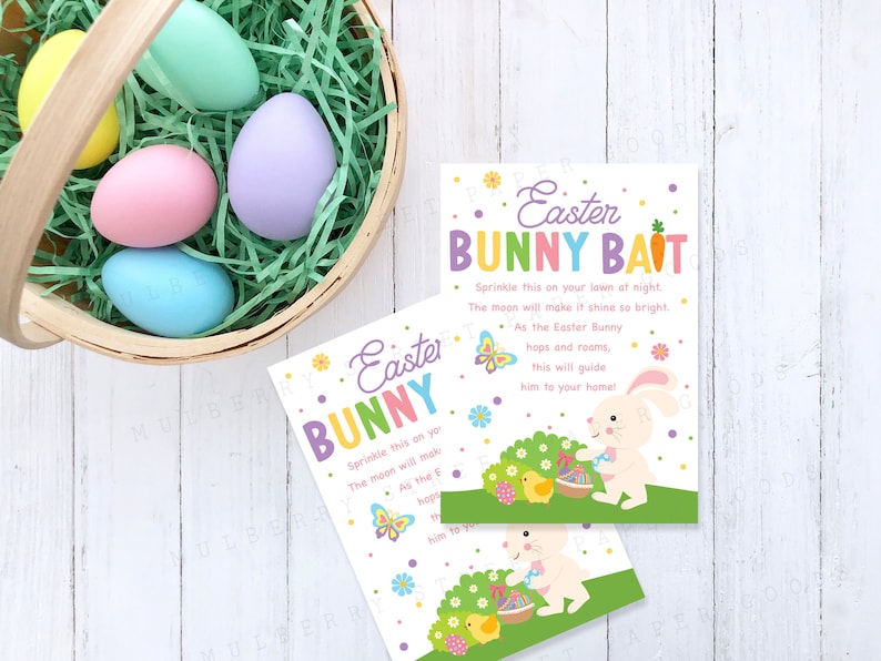 Printable Easter Bunny Bait Kids Activity Favor Tag, Instant Download ...