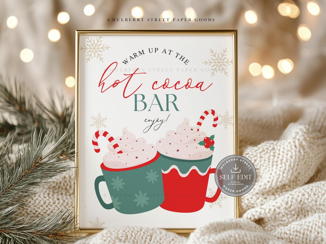 Editable Hot Cocoa Bar Sign Printable Digital Download Canva Template ...