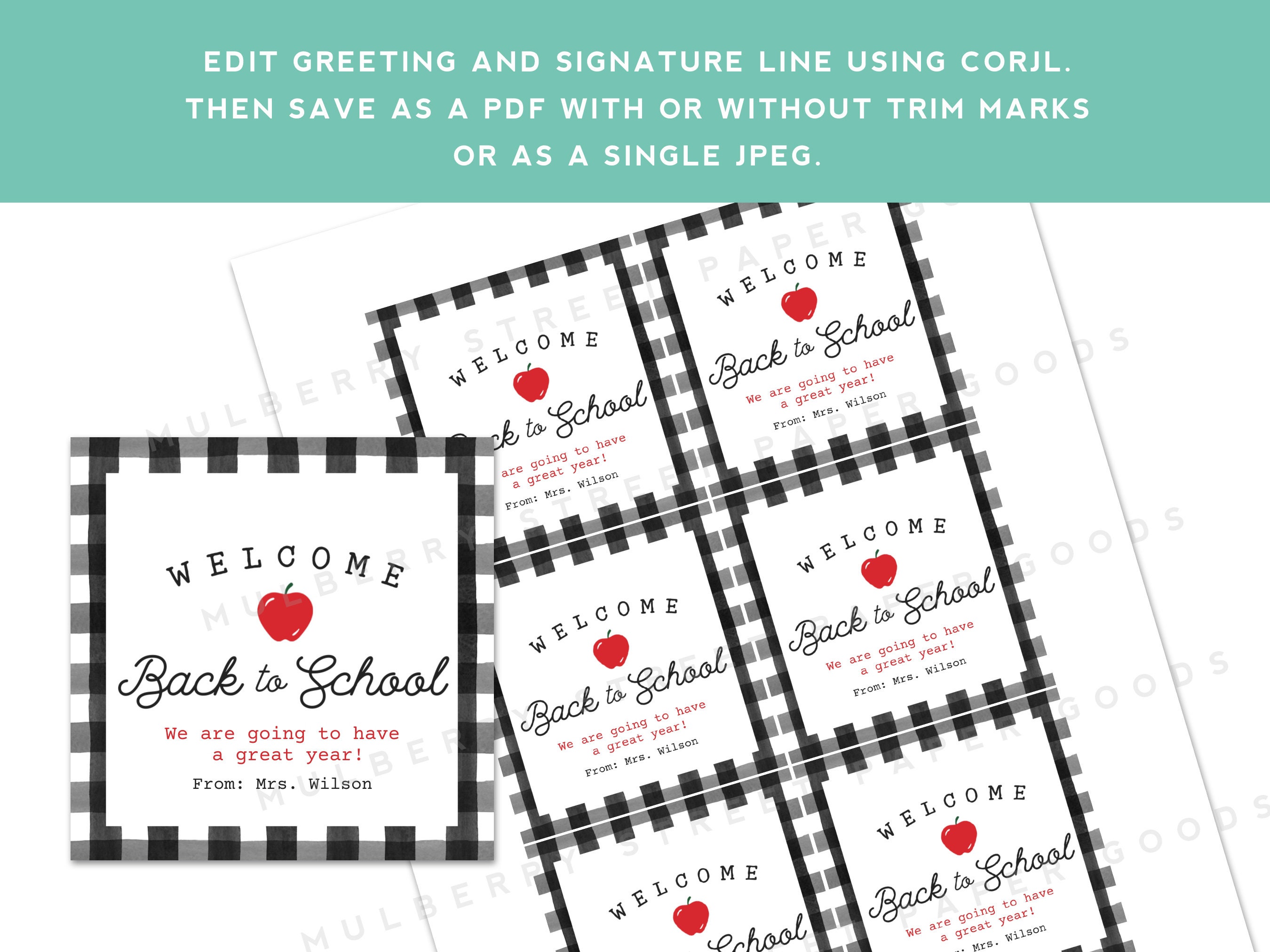 Printable Welcome Back to School Tag, Happy First Day of School Gift ...
