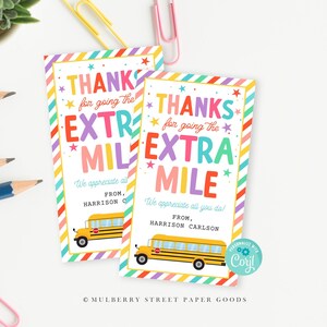 Printable Bus Driver Thank You Gift Tag, Editable Thanks for Going the ...