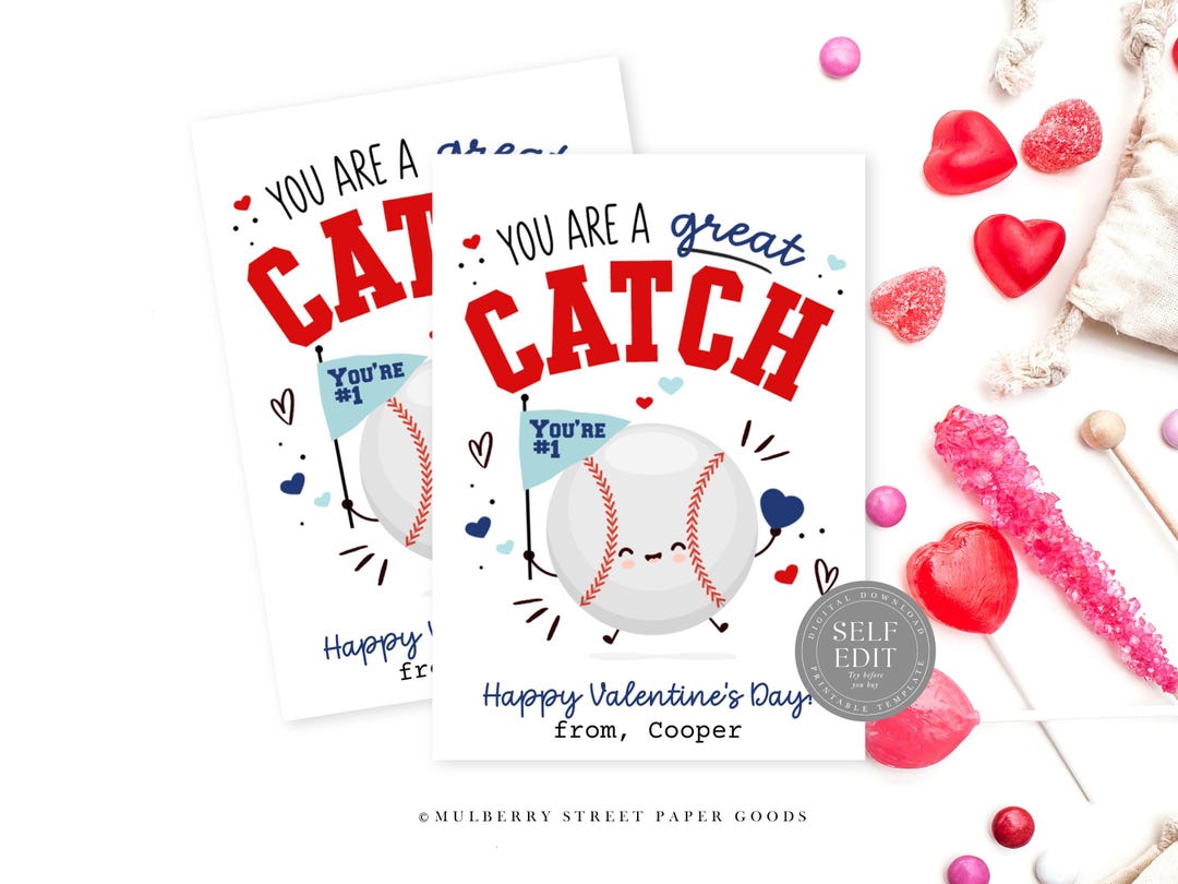 Baseball Valentine Card Printable Canva Template Baseball Classroom ...