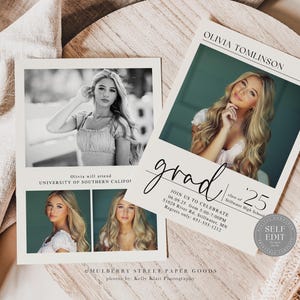 Editable Class of 2025 Graduation Announcement Canva Template ...