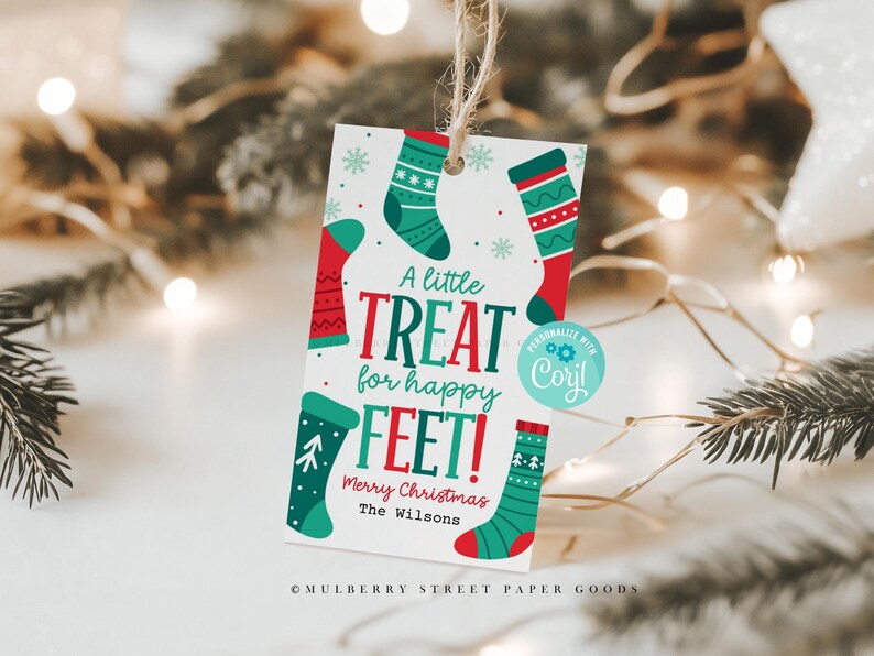 Instant Download Christmas Socks Gift Tag Printable A Little Treat for ...