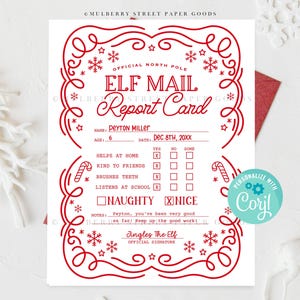 Editable Elf Report Card Printable Personalized Christmas Elf Activity ...