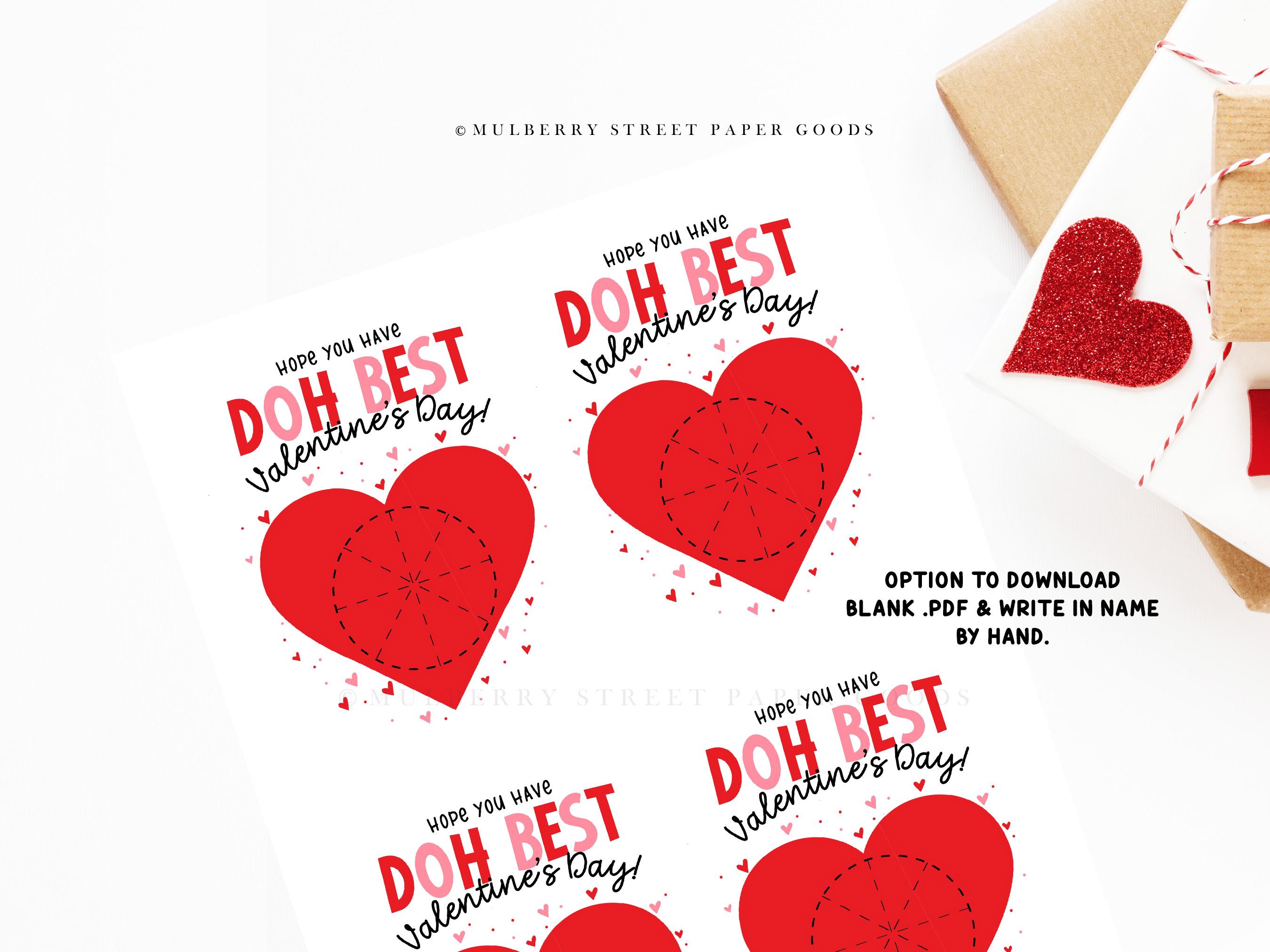 Doh Valentine Card Canva Template Valentine's Day Play Dough Card ...