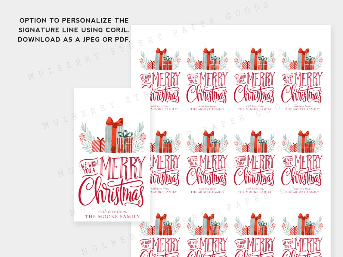 Printable We Wish You a Merry Christmas Gift Tag Instant - Etsy