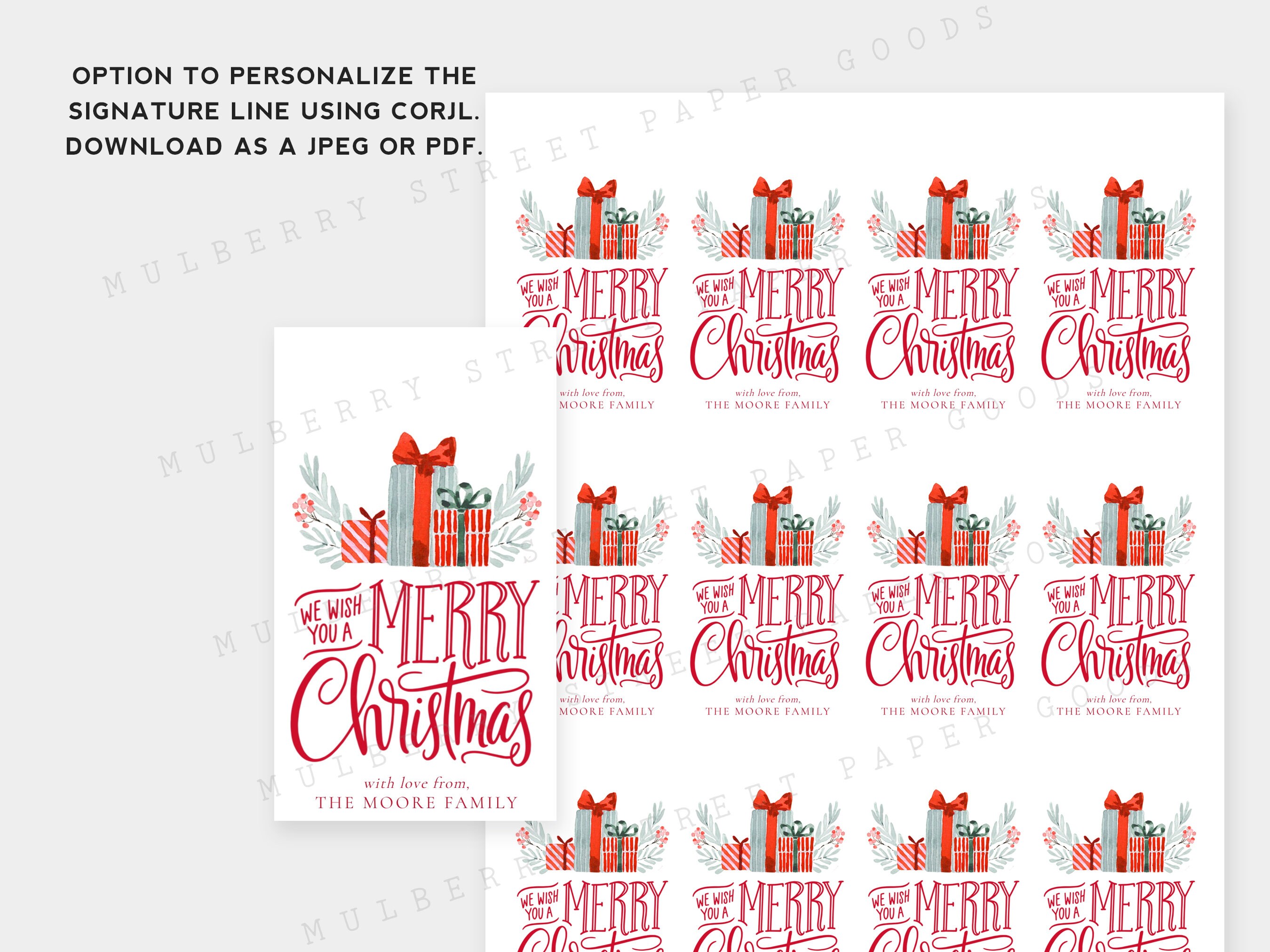 Printable We Wish You a Merry Christmas Gift Tag Instant - Etsy
