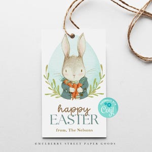 Printable Happy Easter Bunny Gift Tag, Instant Download Easter Bunny ...
