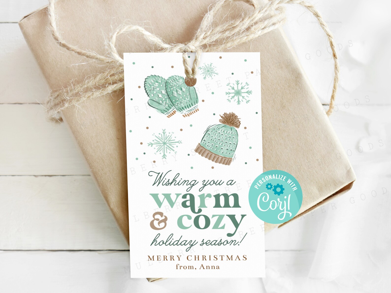 Printable Warm and Cozy Holiday Season Gift Tag Merry - Etsy