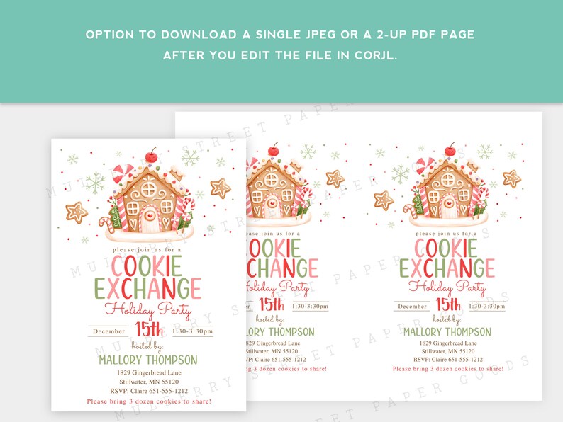 Cookie Exchange Holiday Party Invitation Template, Printable Cute ...