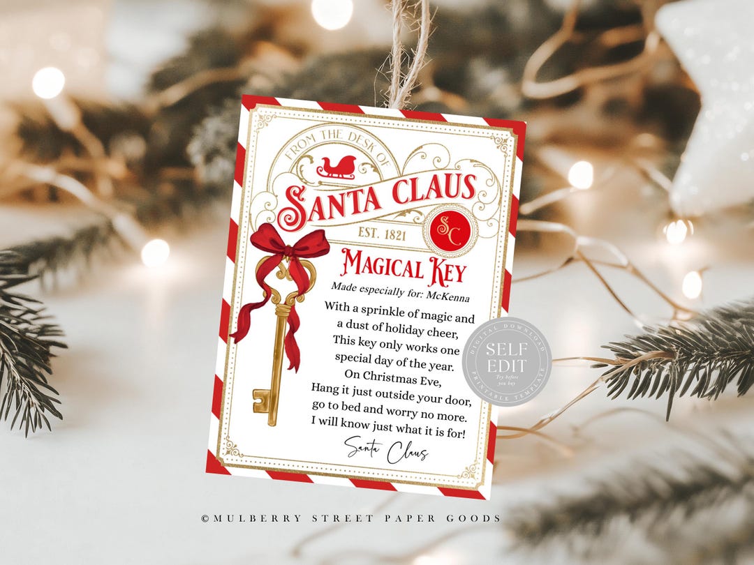 Editable Santa's Magic Key Printable From the Desk of Santa Claus ...