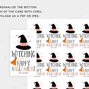 Halloween Gift Tag Printable, Happy Halloween Treat Bag Tag, Witch ...